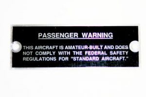 Passenger Warning Placard - Wicks Aircraft Parts